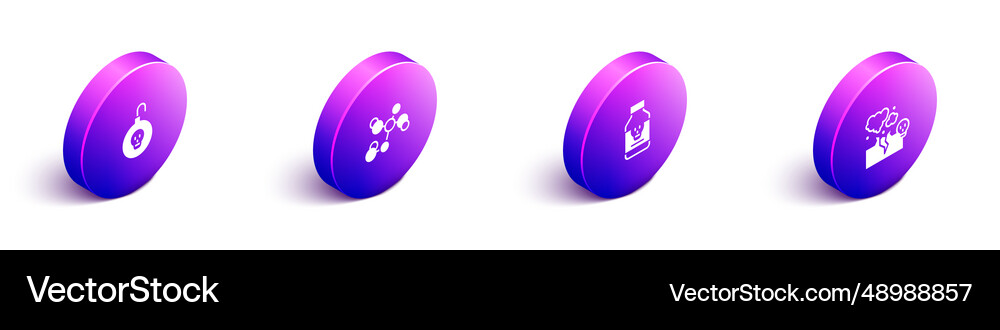 Set isometric nuclear bomb chemical formula Vector Image