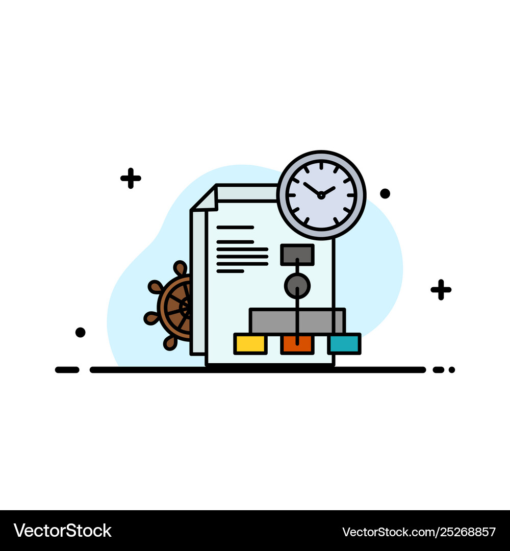 Time file report business flat line Royalty Free Vector