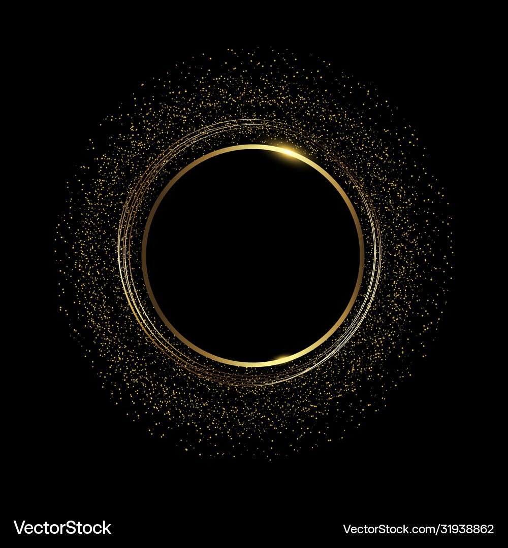Abstract round glowing lights and gold sparkles Vector Image