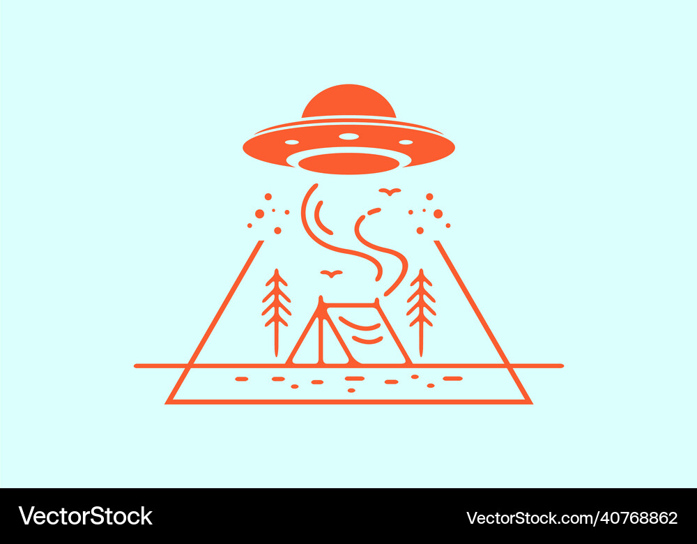 Alien camp area line art Royalty Free Vector Image