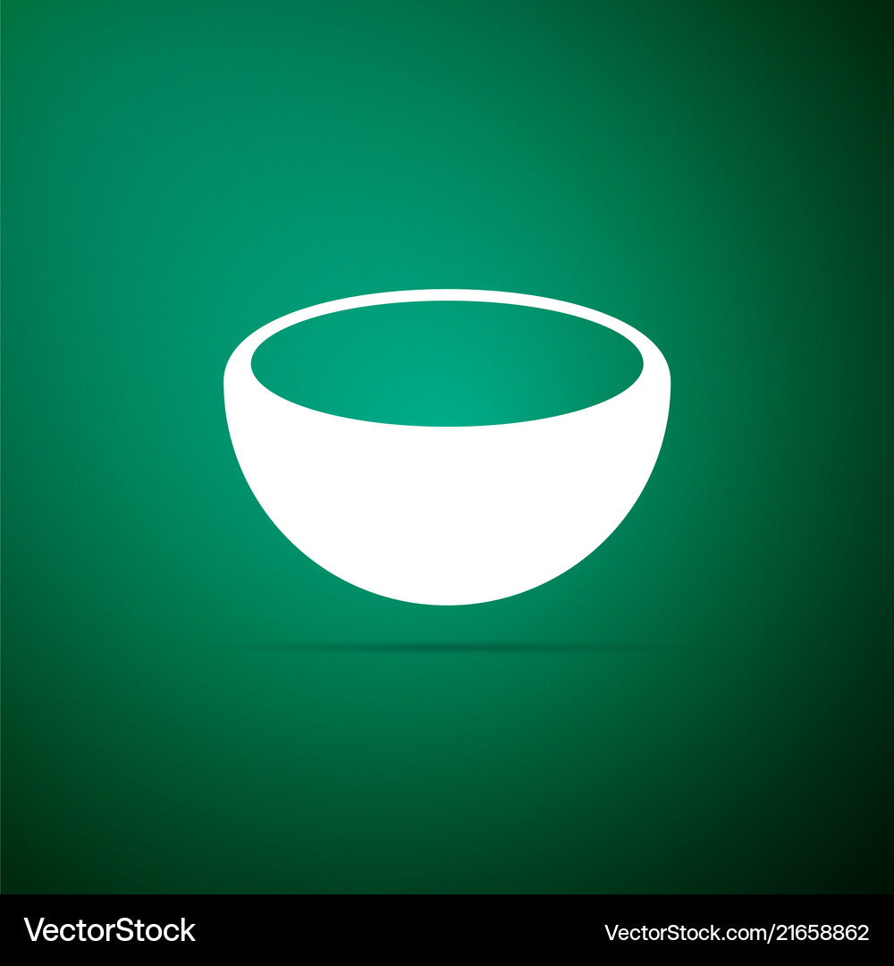 Bowl icon isolated on green background Royalty Free Vector
