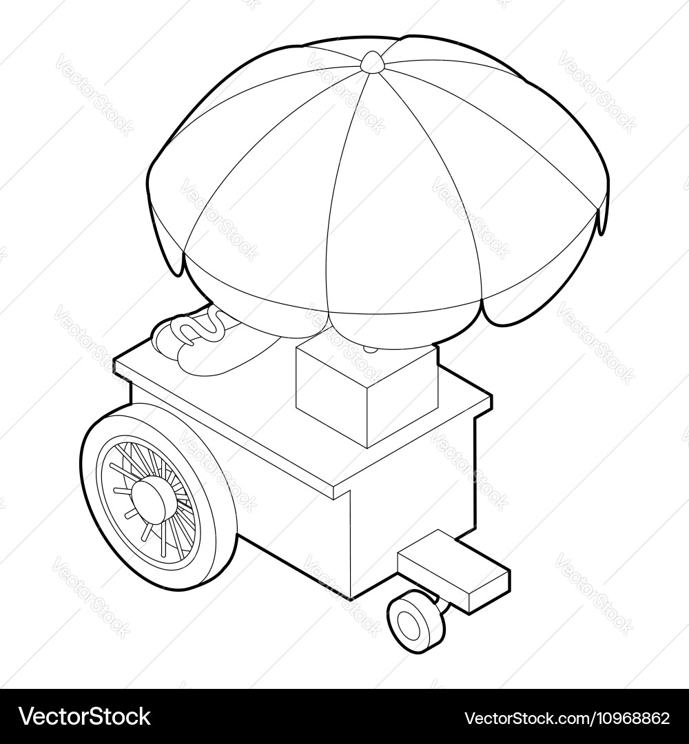 Counter on wheels with umbrella icon Royalty Free Vector