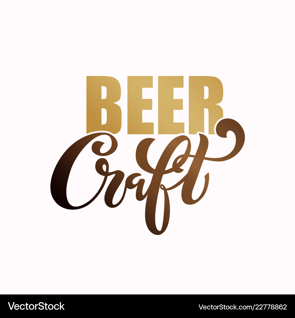 Craft beer logo handwritten lettering Royalty Free Vector