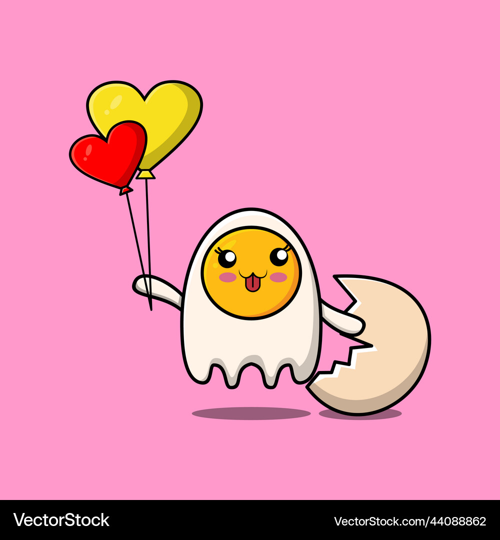 Cute cartoon fried eggs floating with love Vector Image