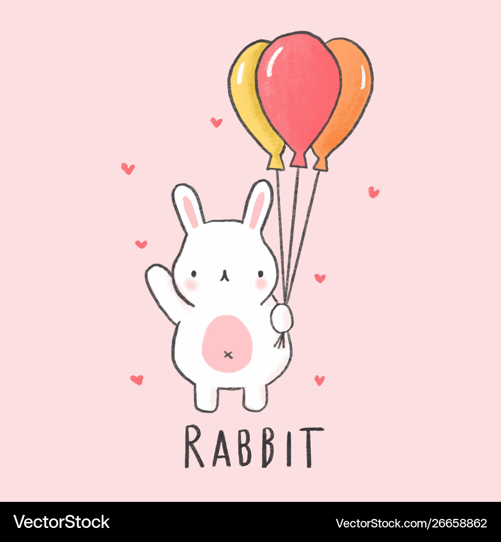 Cute rabbit cartoon hand drawn style Royalty Free Vector