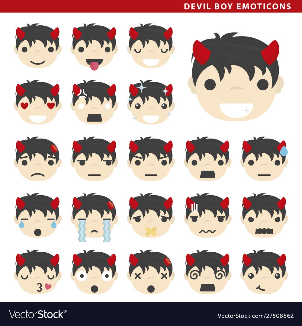 Devil boy emoticons Royalty Free Vector Image - VectorStock