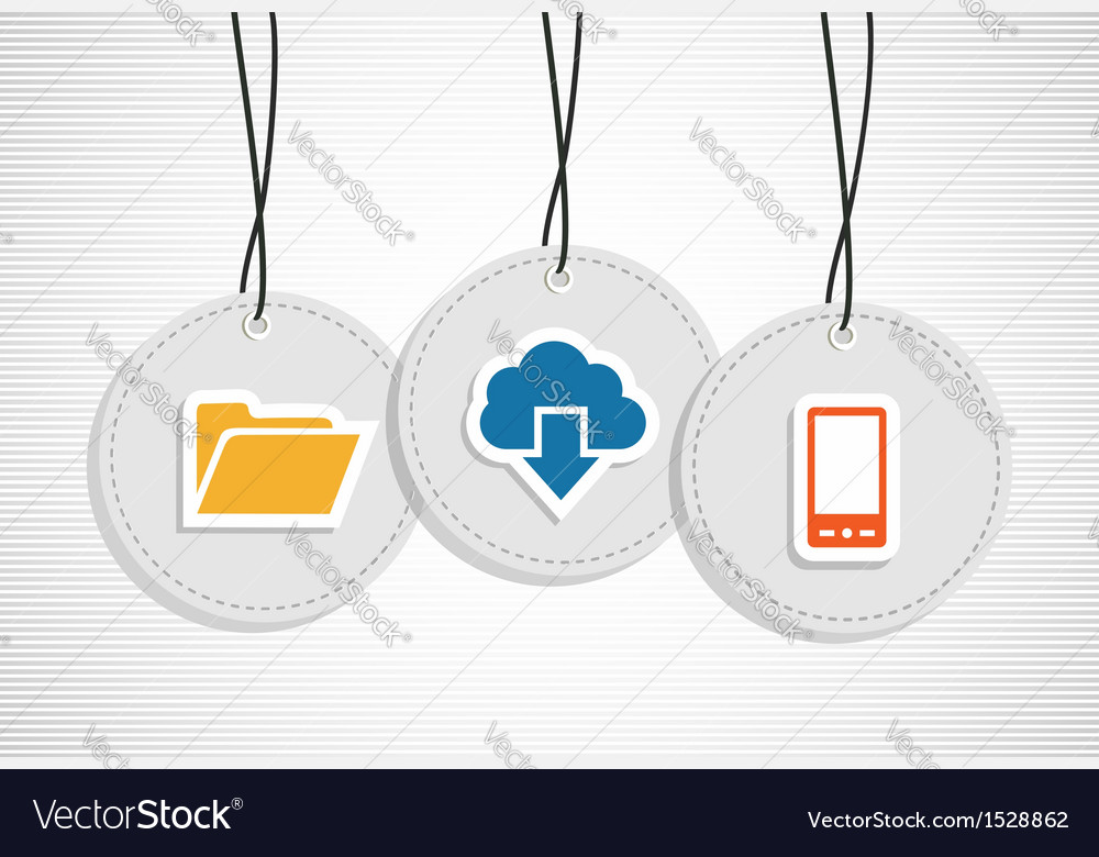 Hanging cloud computing badges set Royalty Free Vector Image