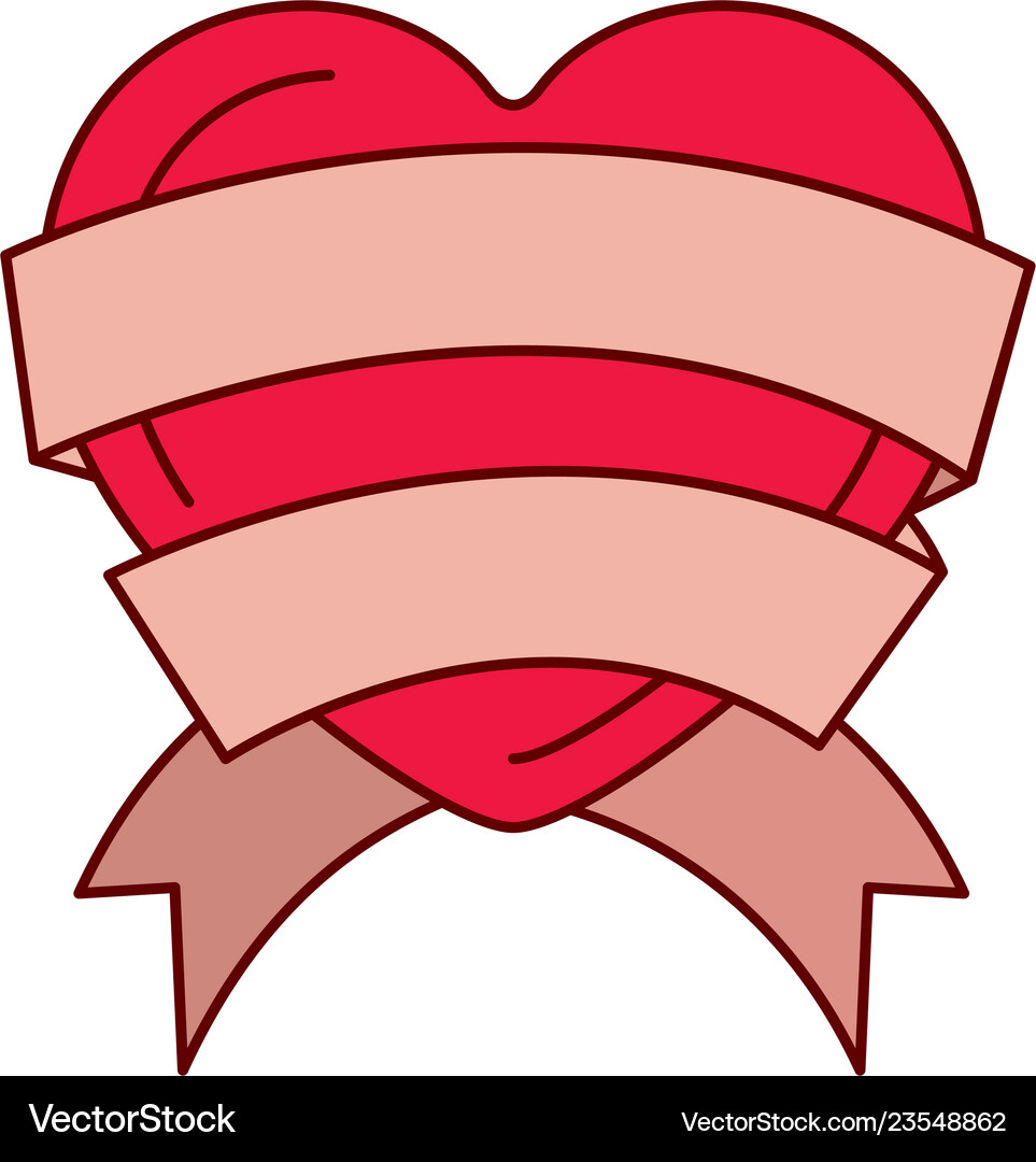 Heart with ribbon isolated icon Royalty Free Vector Image