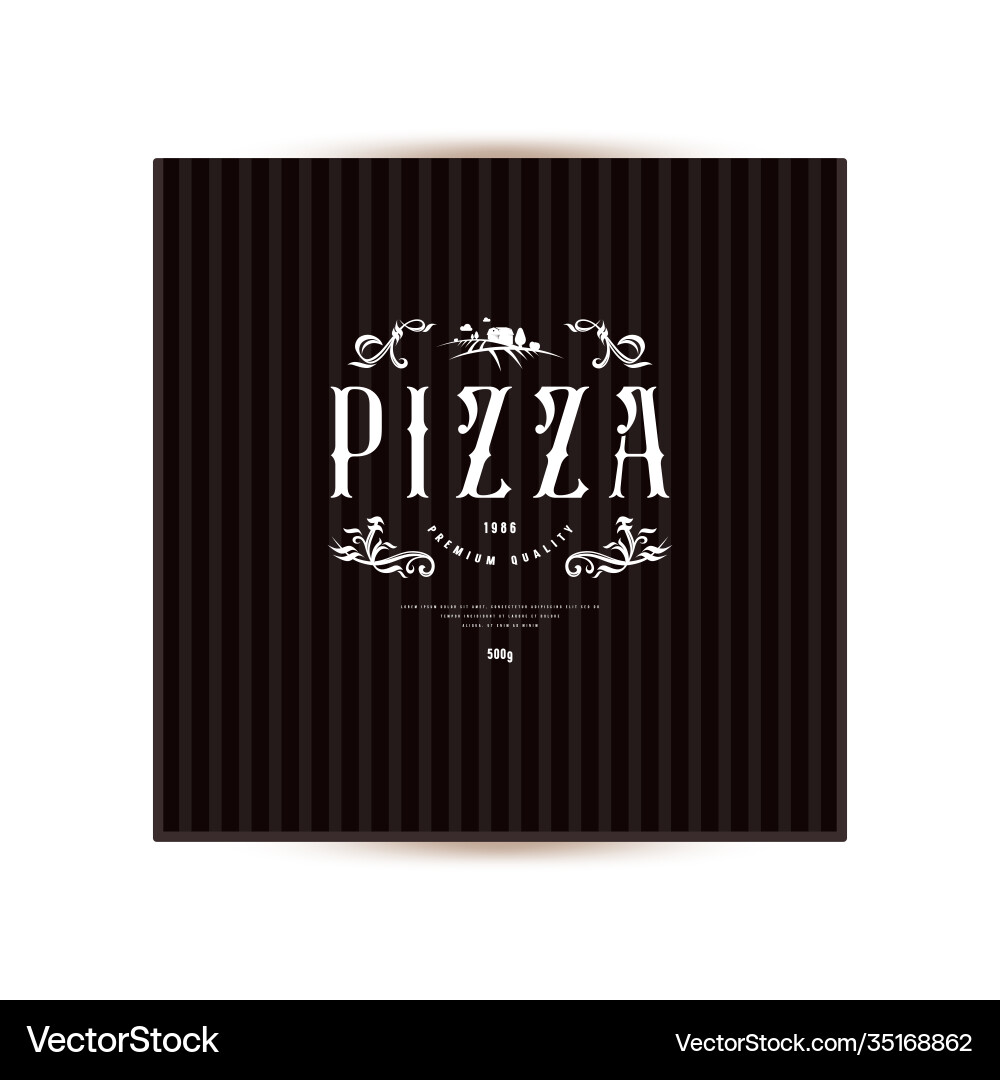 Label design for box pizza in elegant style Vector Image