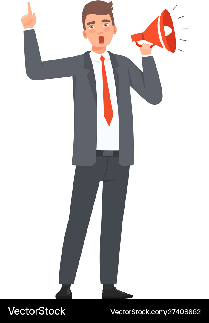Leader speaks in shout character Royalty Free Vector Image