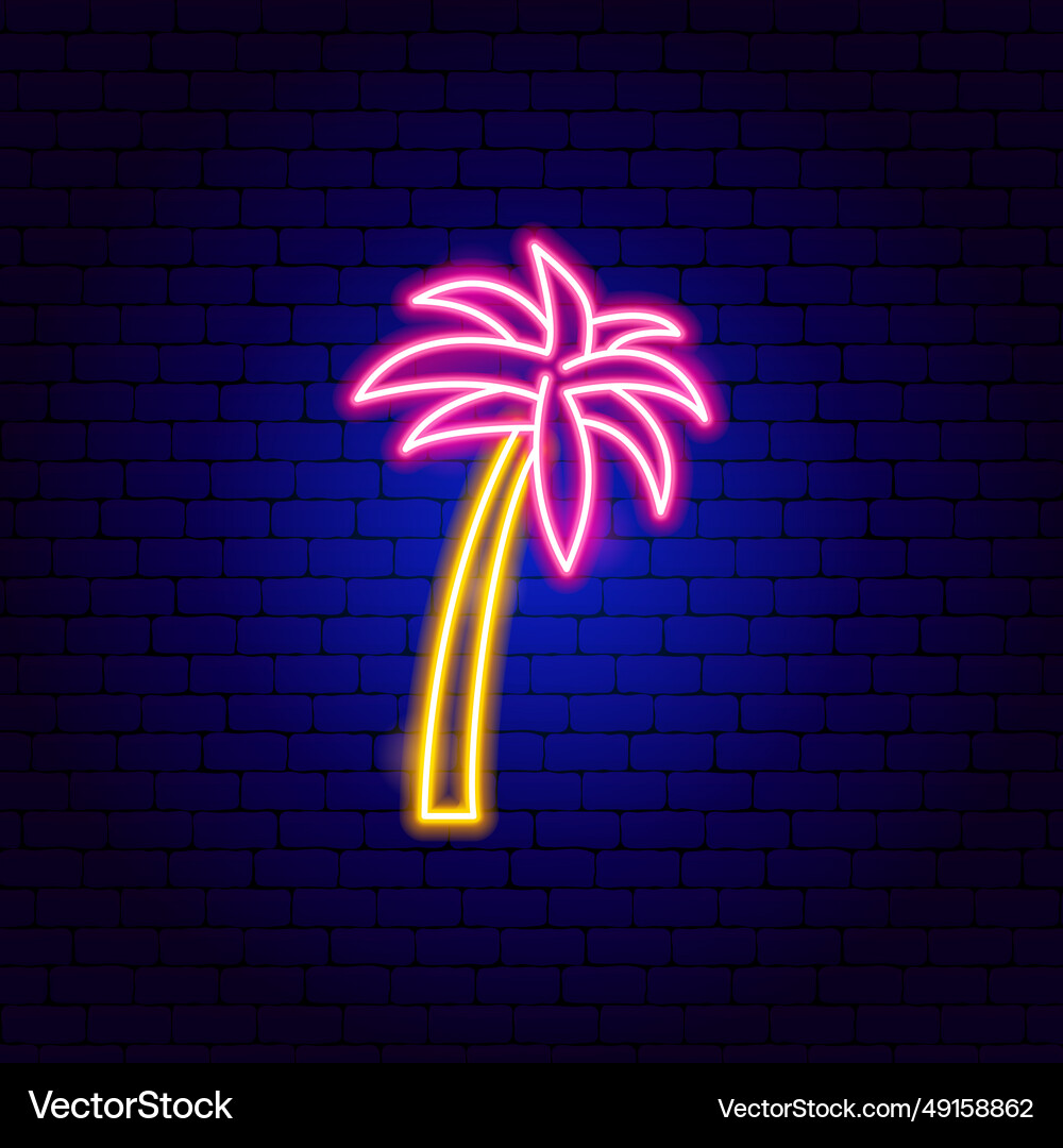 Pink palm tree neon sign Royalty Free Vector Image