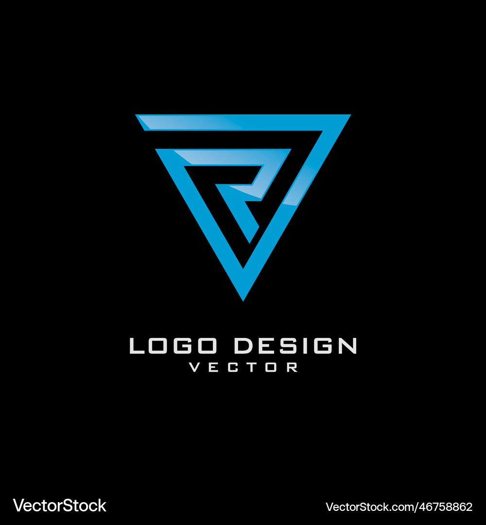 R letter in triangle line art logo design Vector Image