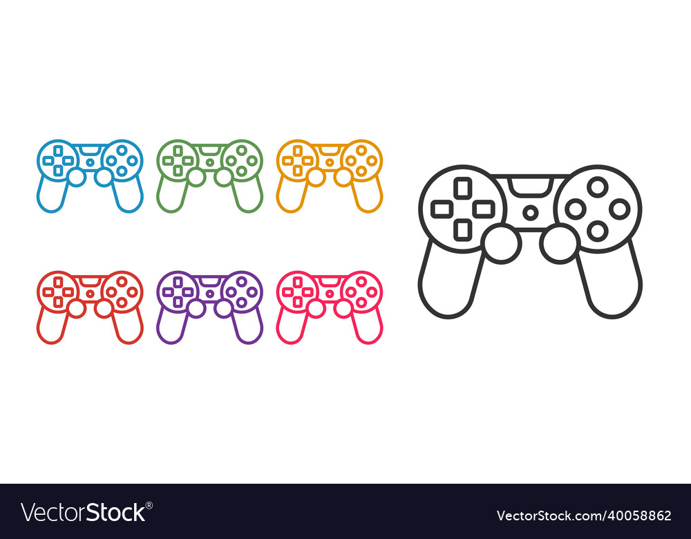 Set Line Game Controller Or Joystick For Game Vector Image