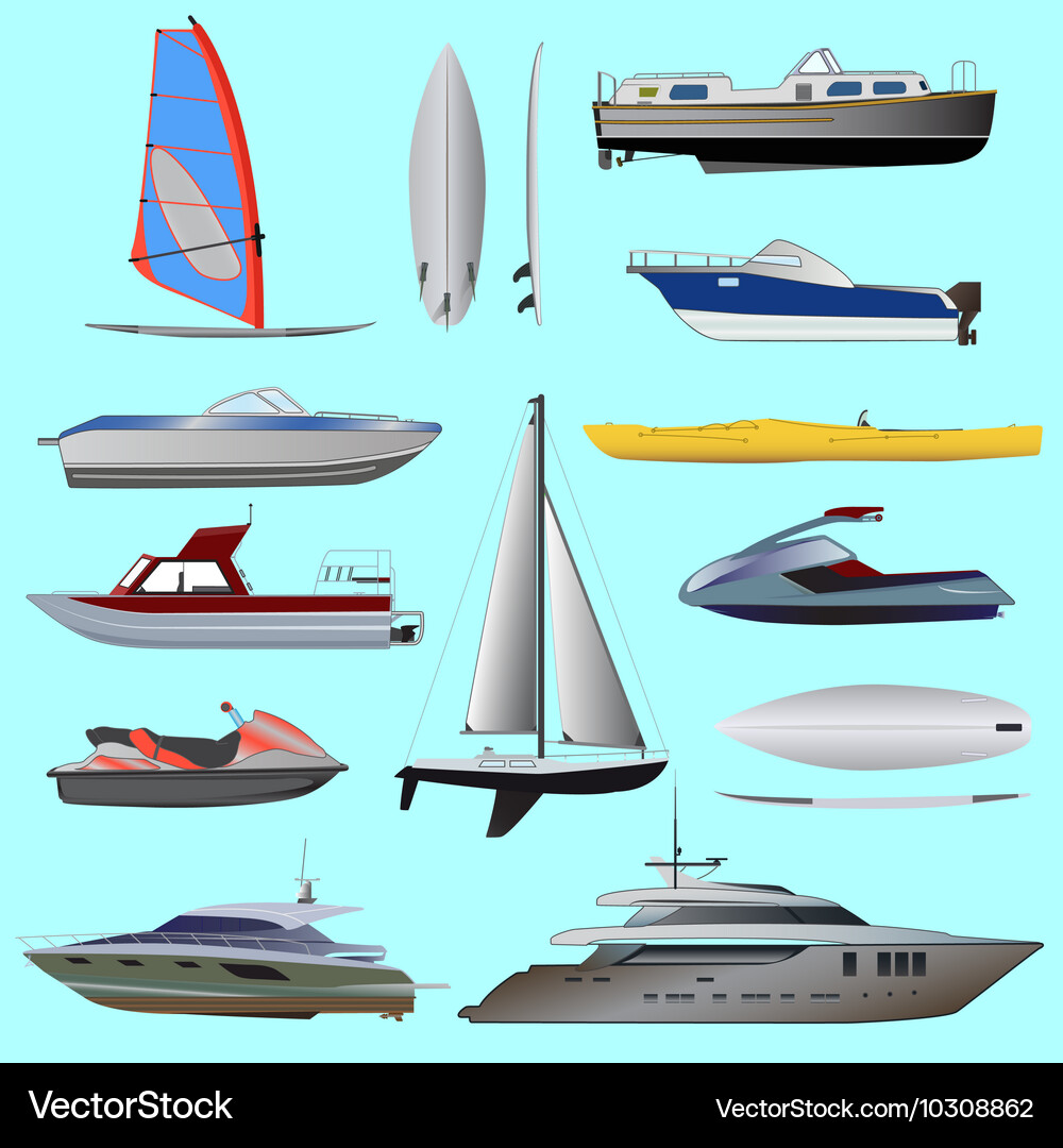 Set of boat Royalty Free Vector Image - VectorStock