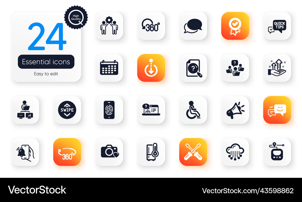 Set of technology flat icons employees teamwork Vector Image