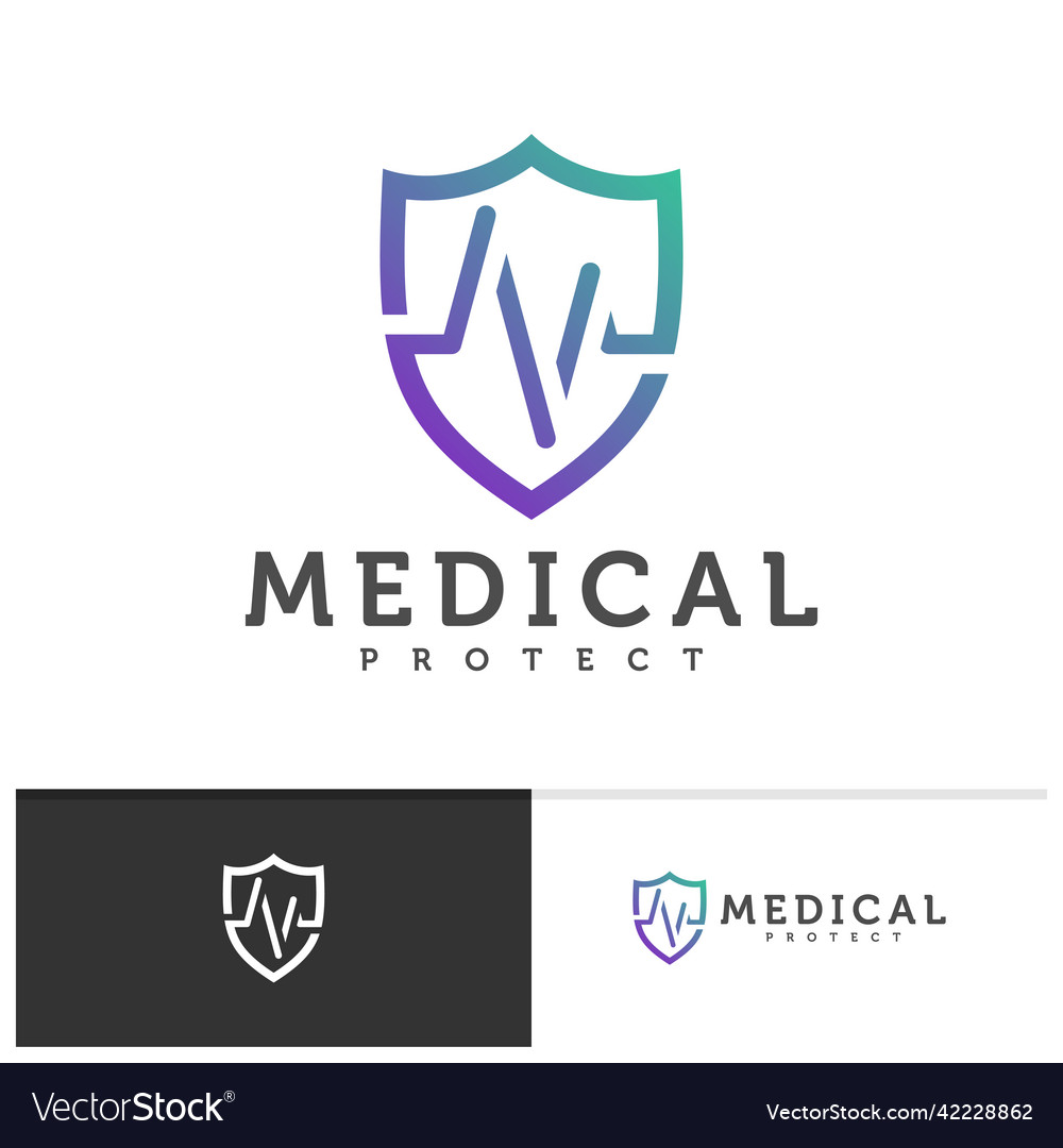 Shield pulse logo template creative Royalty Free Vector