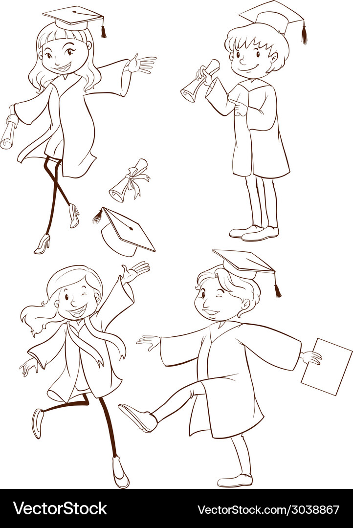 A plain sketch of graduation ceremony Royalty Free Vector