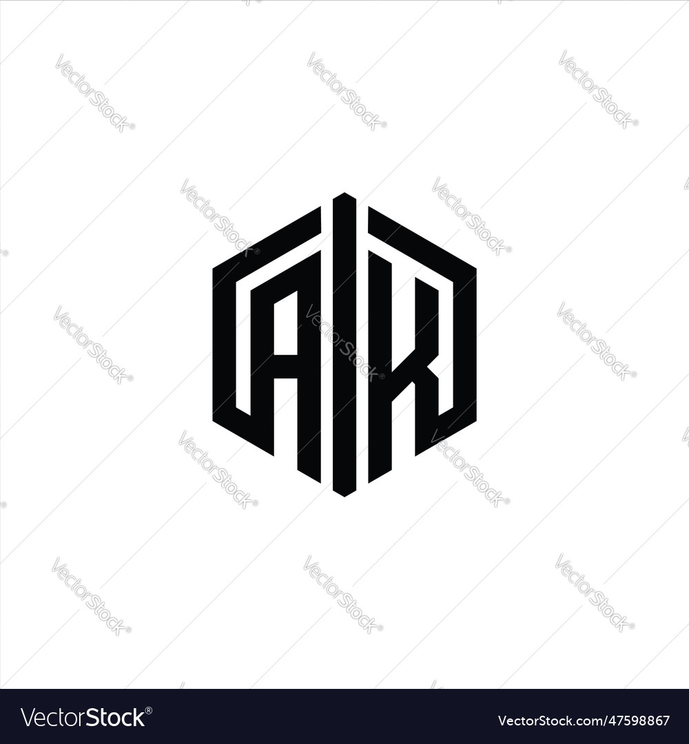 Ak letter logo monogram hexagon shape Royalty Free Vector