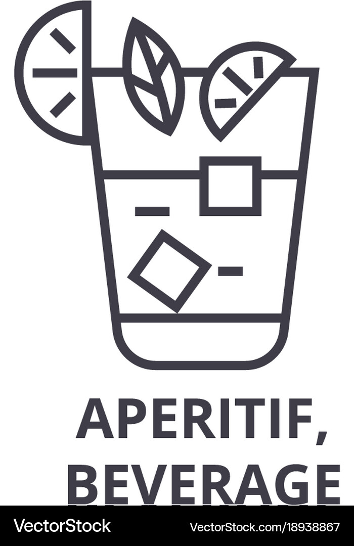 Aperitif beverage line icon outline sign linear Vector Image