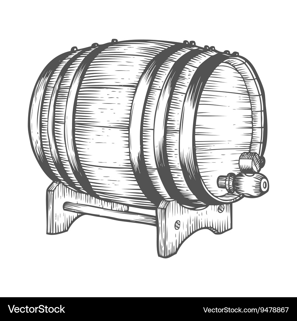 Barrel of beer drawing Royalty Free Vector Image