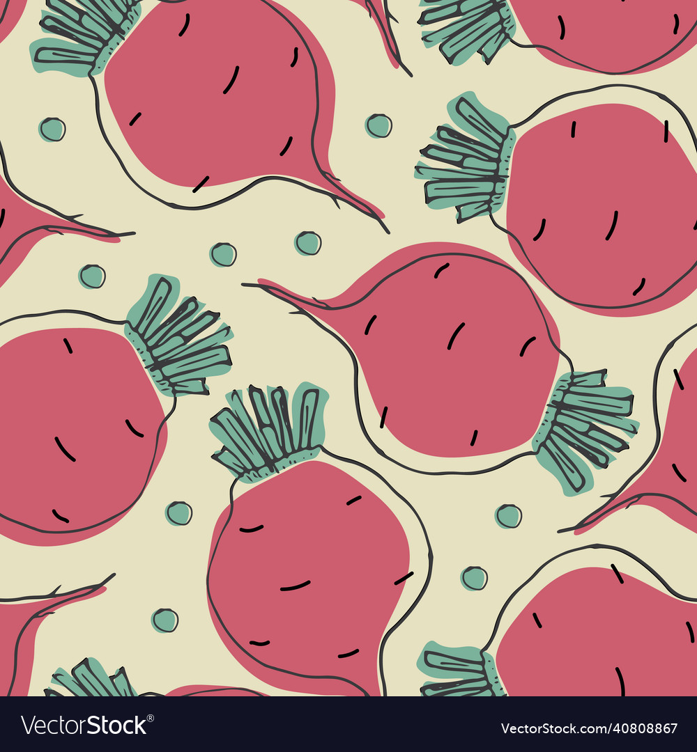 Beetroot vegetables seamless pattern vegetarian Vector Image Beetroot vegetables seamless pattern vegetarian Vector Image