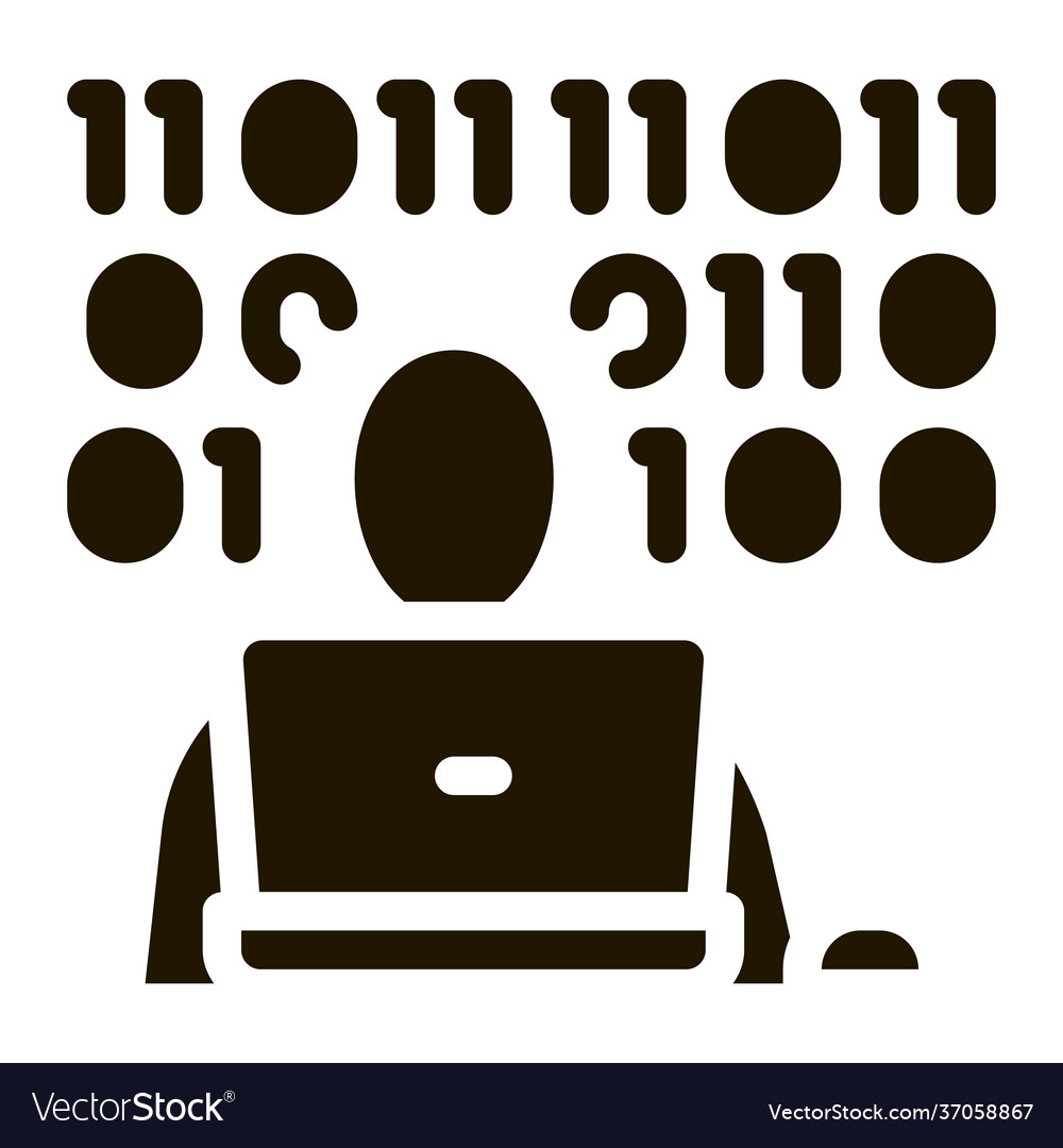 Binary code icon glyph Royalty Free Vector Image