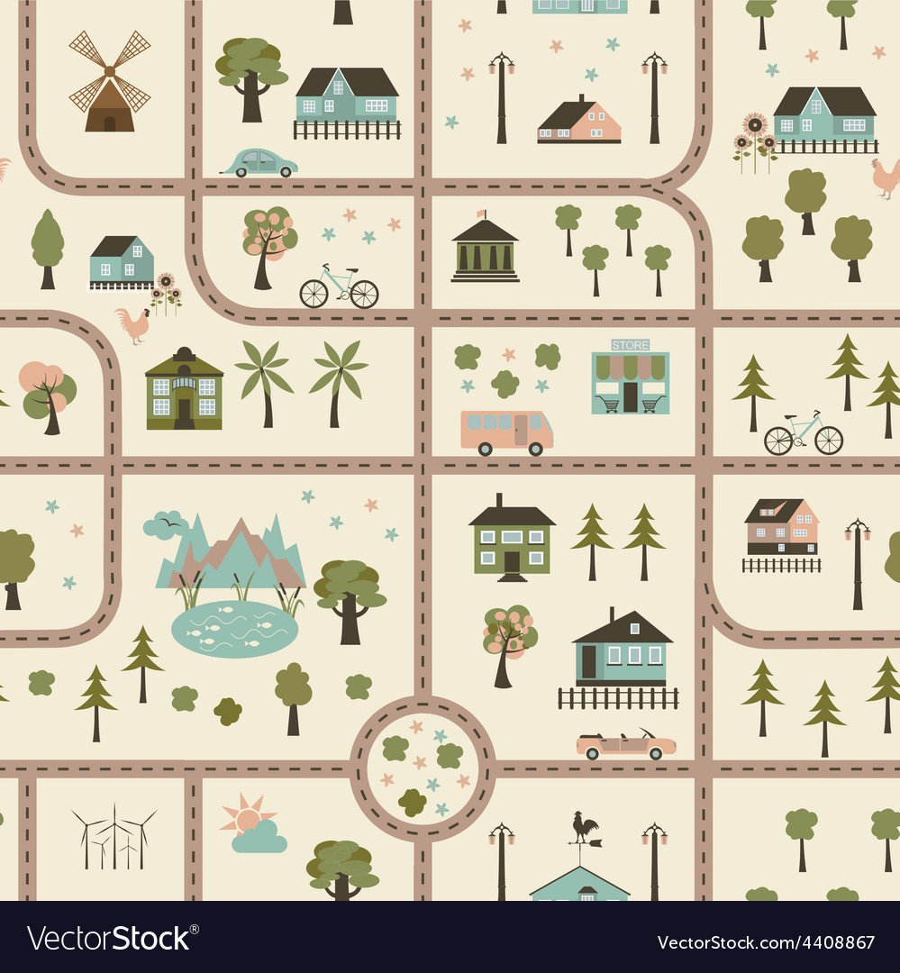 City map seamless pattern Royalty Free Vector Image