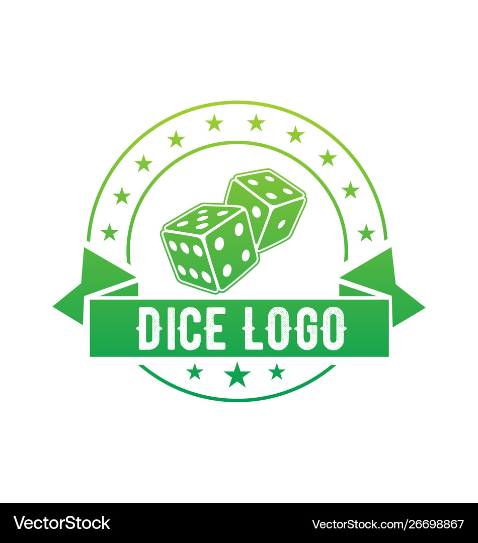 Dice logo design vintage retro stamp Royalty Free Vector