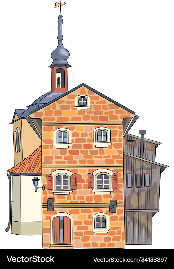 Facade an old traditional stone house Royalty Free Vector