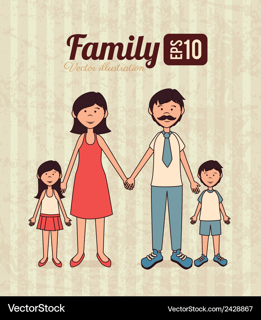 Family design over lineal background Royalty Free Vector