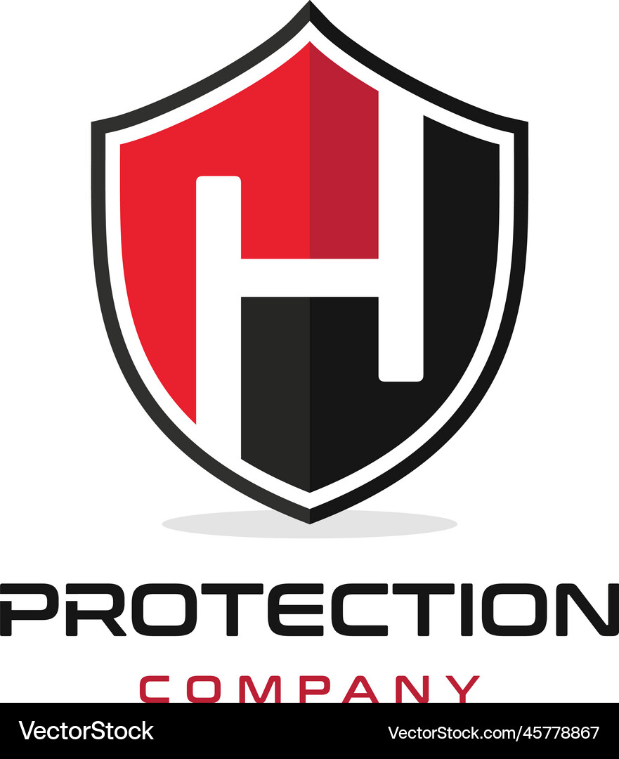 H letter shield logo template black and red color Vector Image