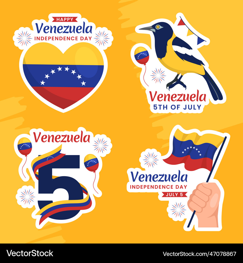 Happy venezuela independence day label flat Vector Image
