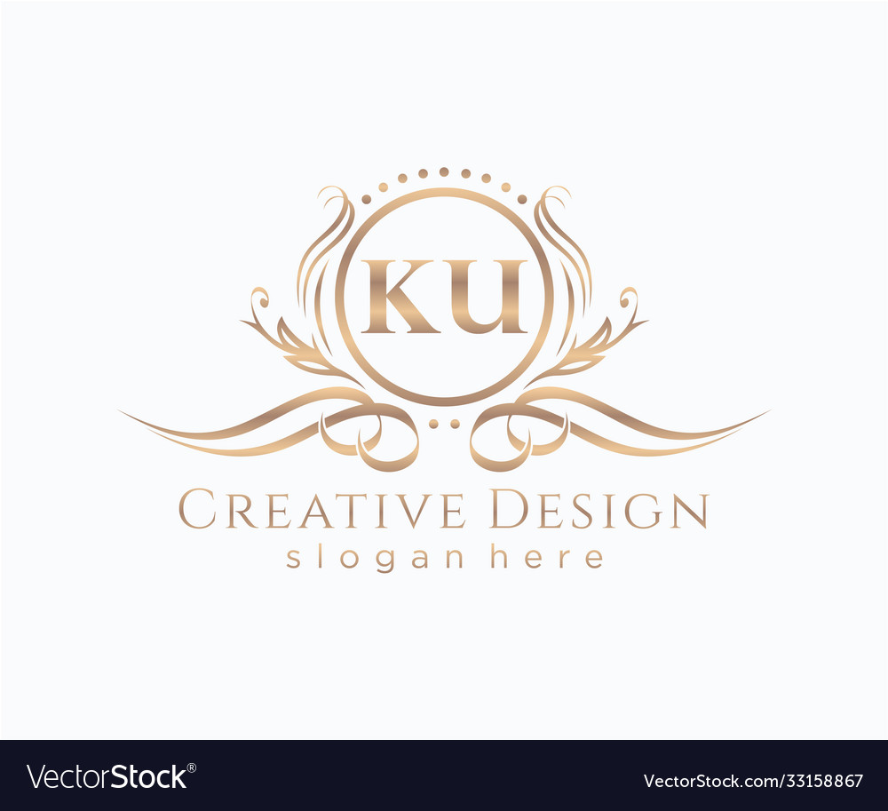 Initial ku beauty monogram and elegant logo design