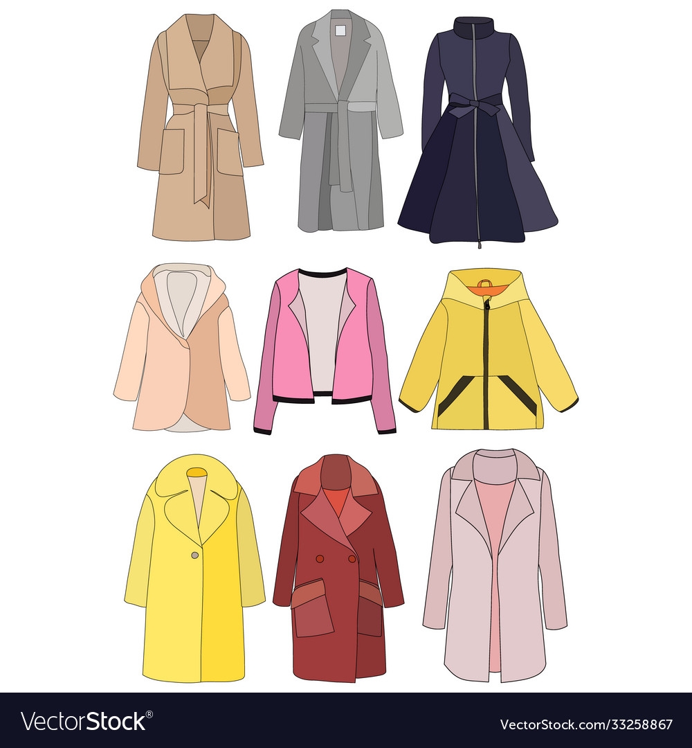 Isolated Set Female Coat Royalty Free Vector Image