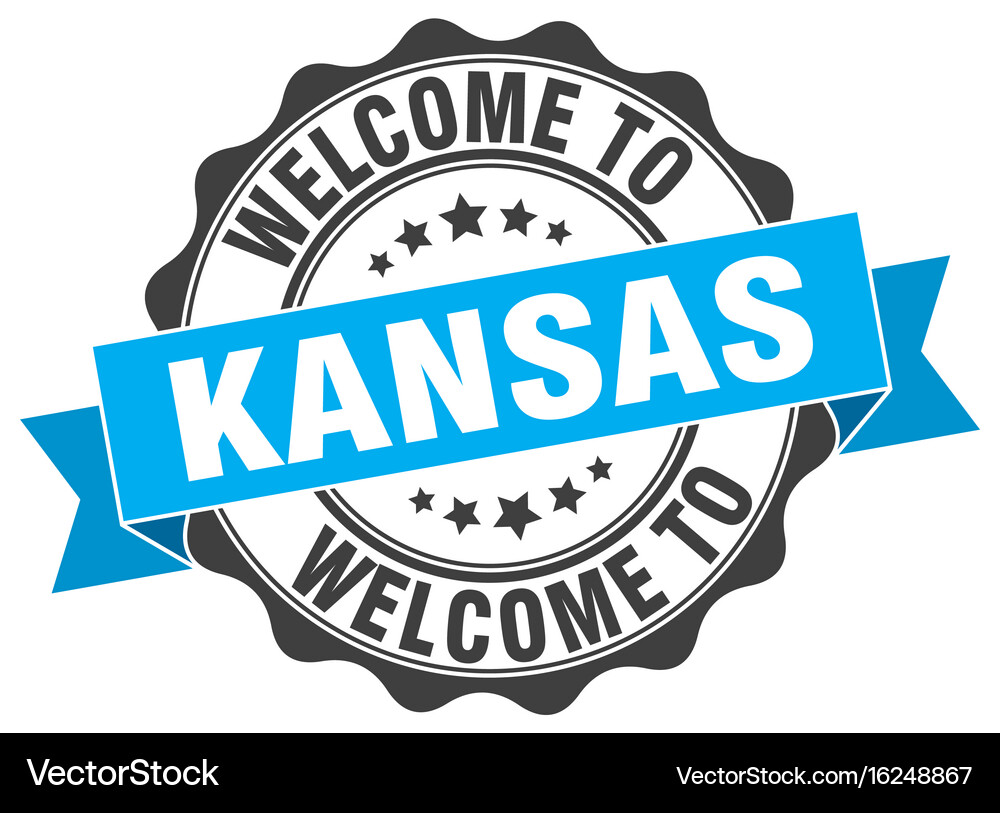 Kansas round ribbon seal Royalty Free Vector Image