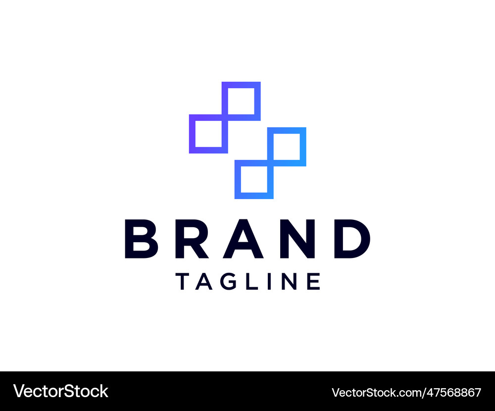 Medical logo blue cross sign square rounded dot Vector Image