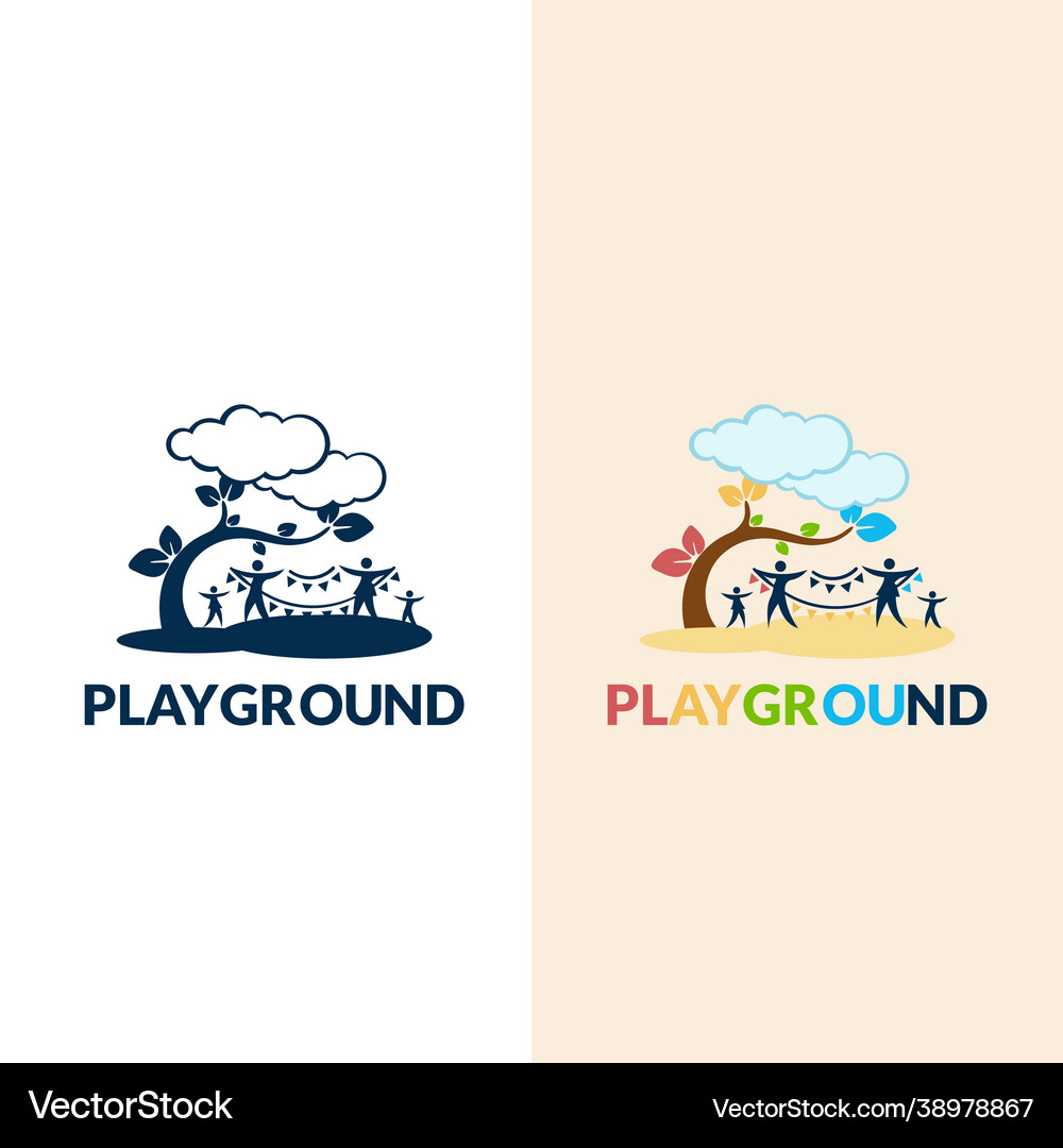 Playground logo playgroup preschool kindergarten Vector Image