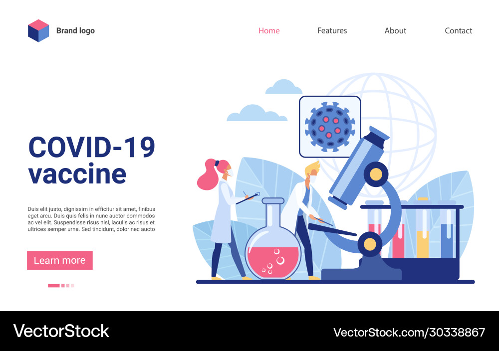 Scientists work in laboratory at covid vaccine Vector Image