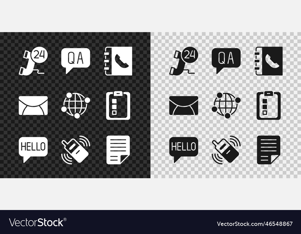 Set telephone 24 hours support question and Vector Image