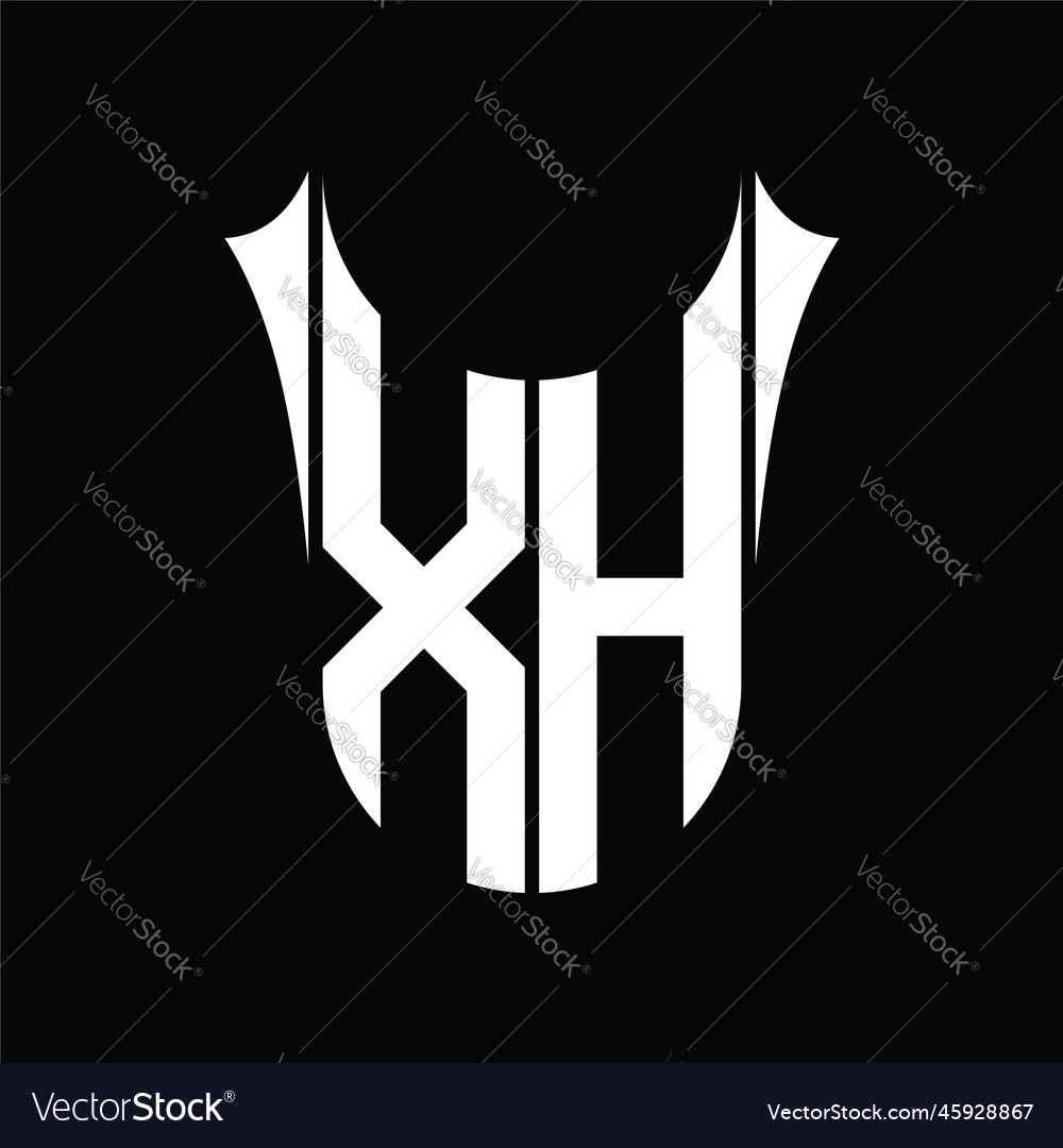 Xh logo monogram shield sharp half round shape Vector Image