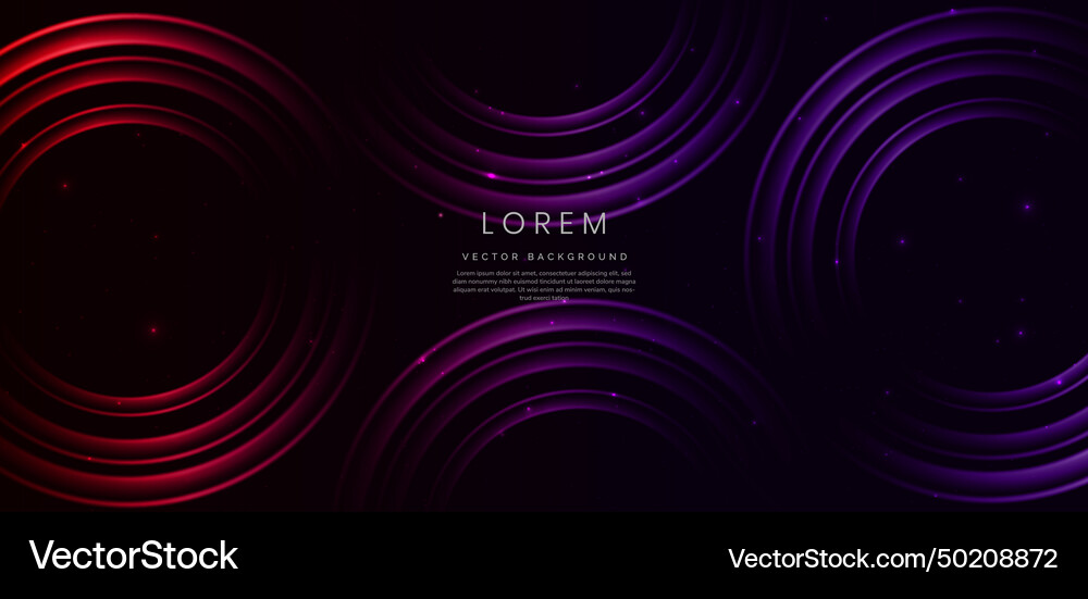 Abstract purple and red circles light ray lines Vector Image
