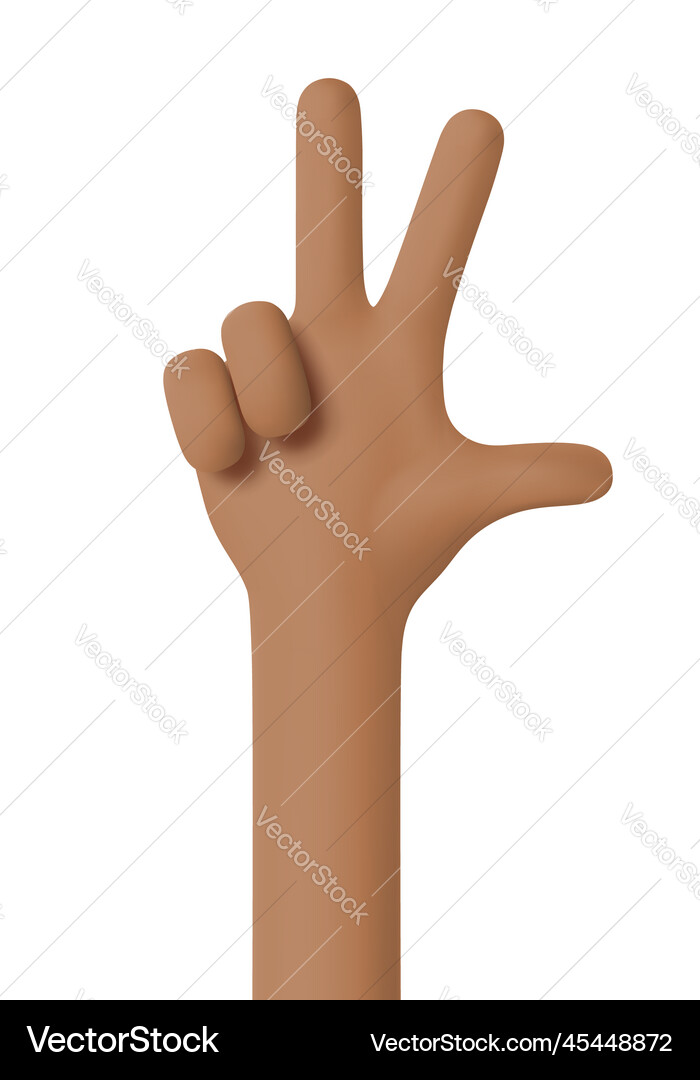 African american hand hand gesture number three Vector Image