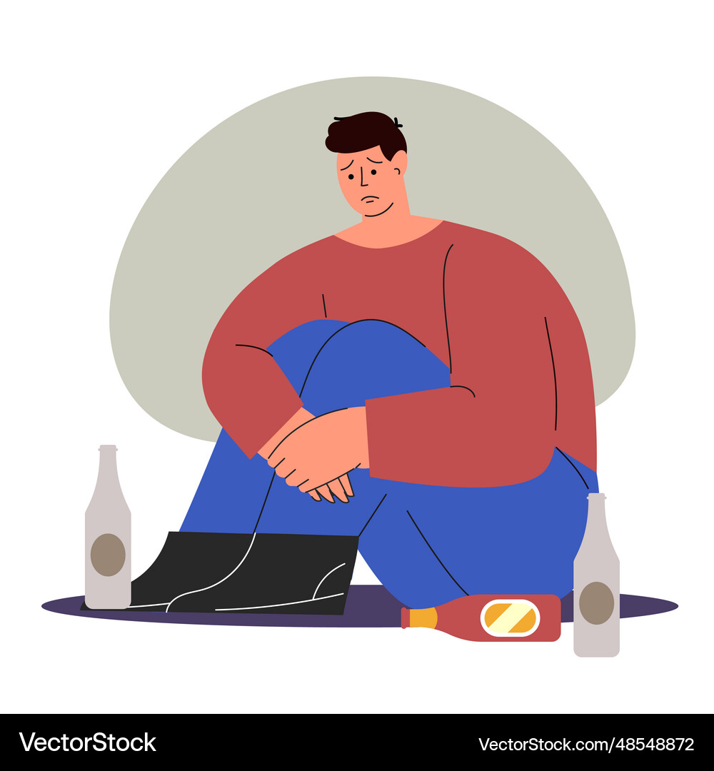 Alcoholism Problem Man Royalty Free Vector Image