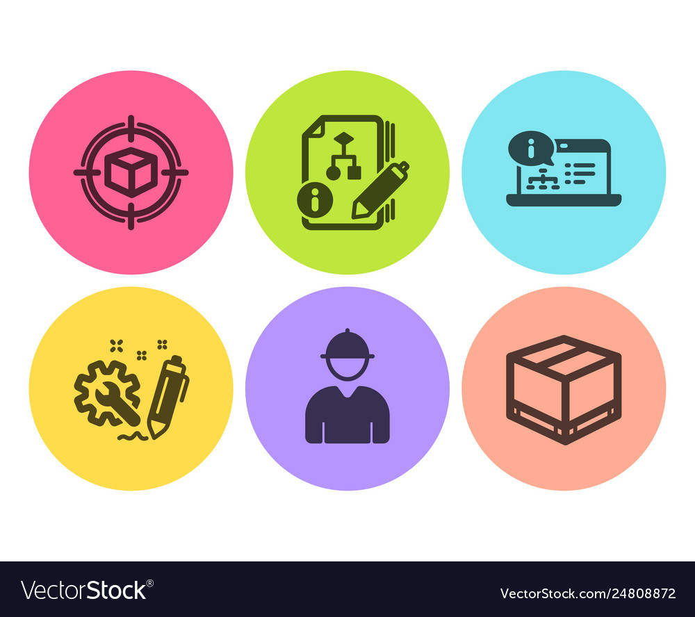 Algorithm engineering and engineer icons set Vector Image