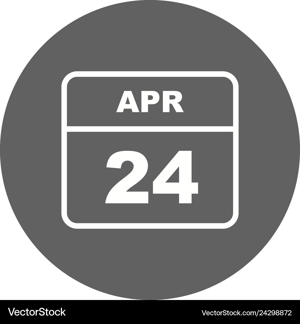 April 24th date on a single day calendar Vector Image