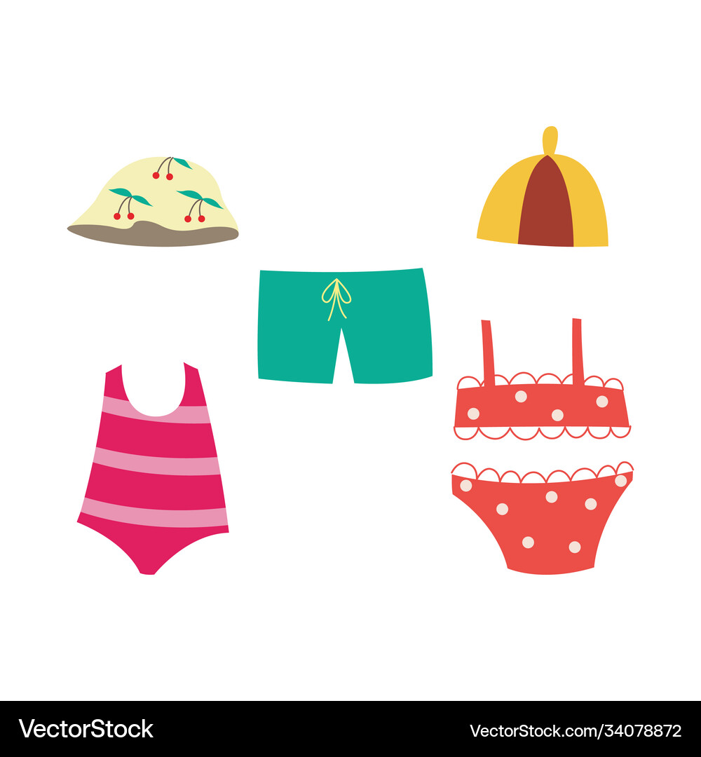 Children swimsuit set - collection summer Vector Image