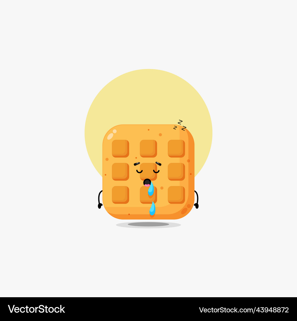 Cute waffle character sleeping Royalty Free Vector Image