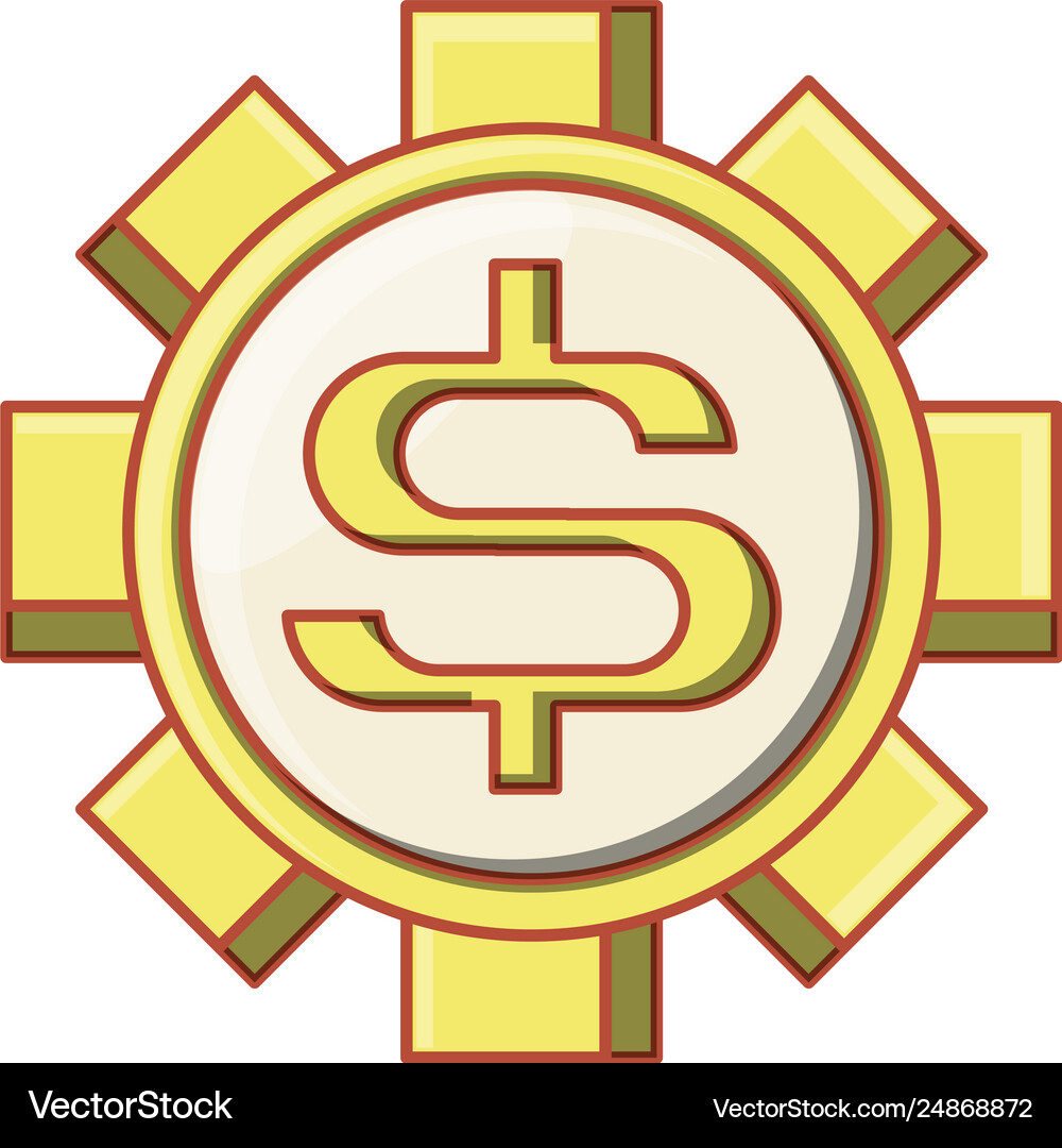 Gear machine with symbol dollar isolated icon Vector Image