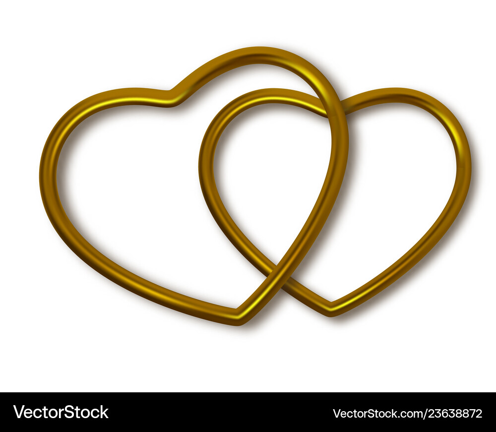 Gold heart shaped frame Royalty Free Vector Image