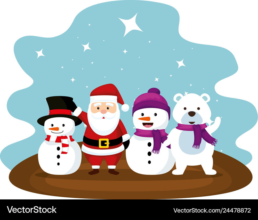 Group of christmas characters Royalty Free Vector Image